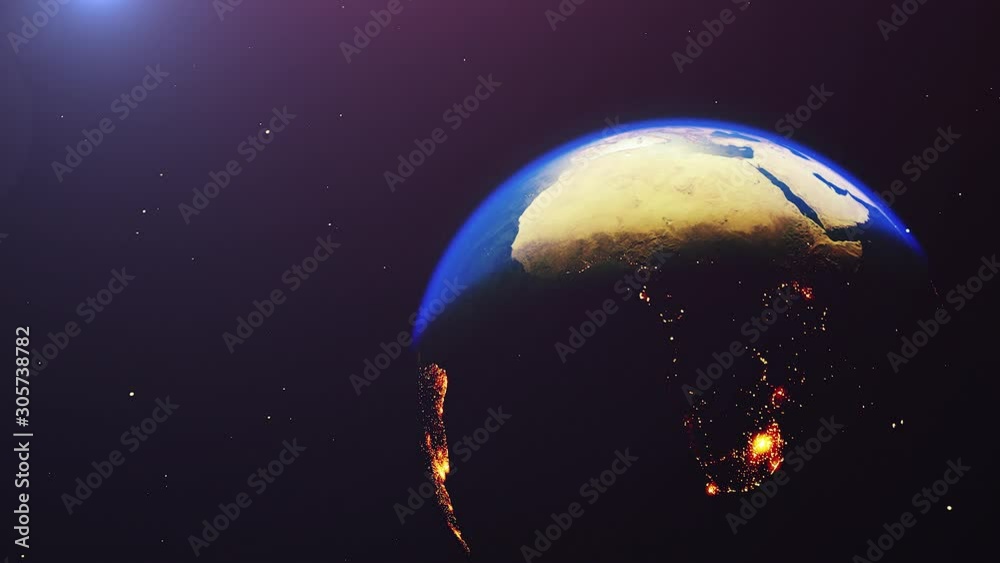 Beautiful animation. Planet earth rotates in space. Planet earth in the ...