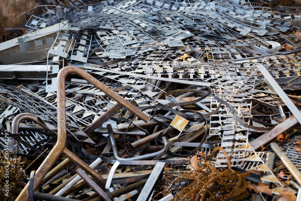 Pile of scrap metal. Rusty metal pipes and fillings. Materials for ...
