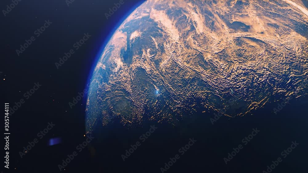 Planet earth from space. High detailed animation. Sunrise view from ...