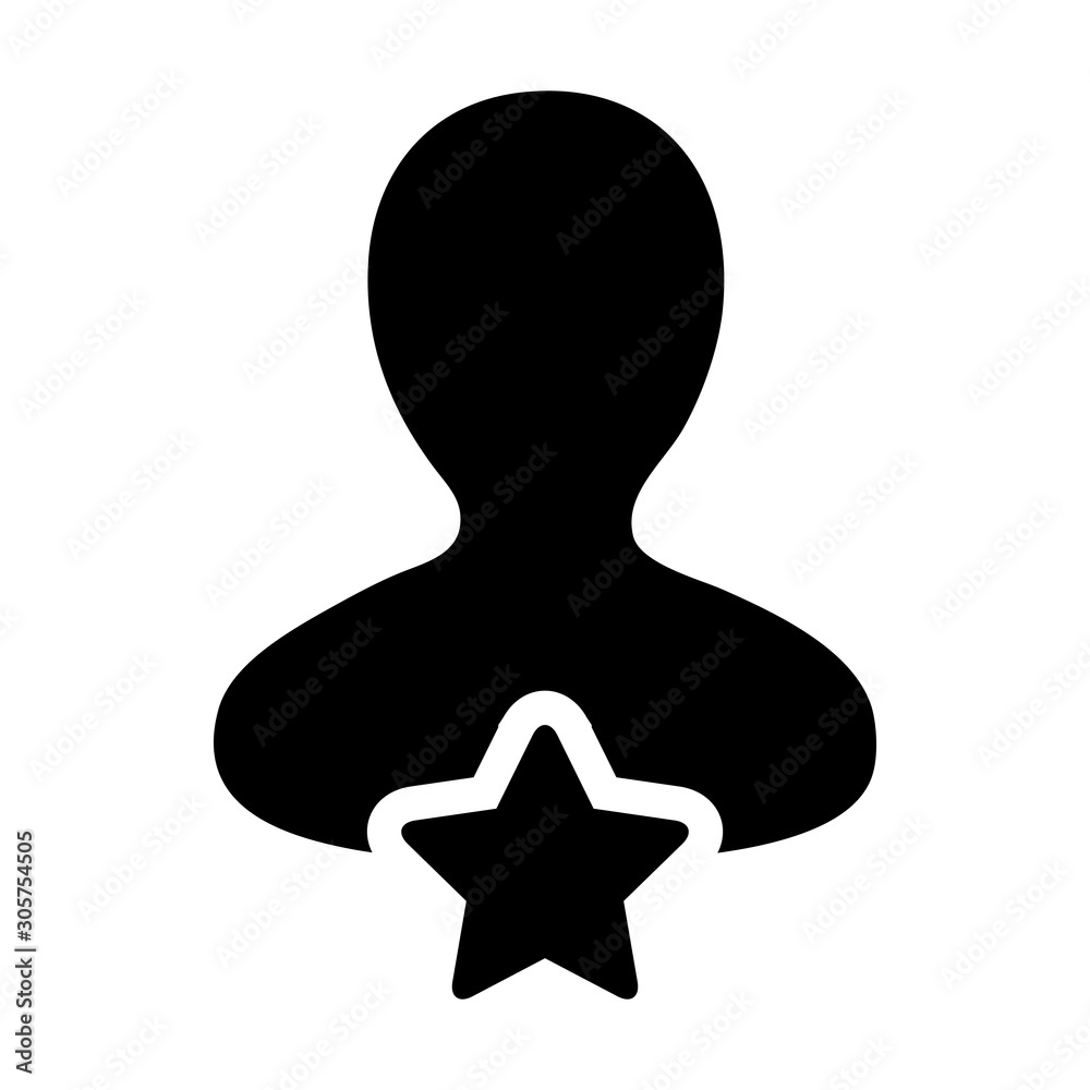 Client icon vector with star male user person profile avatar symbol for ...