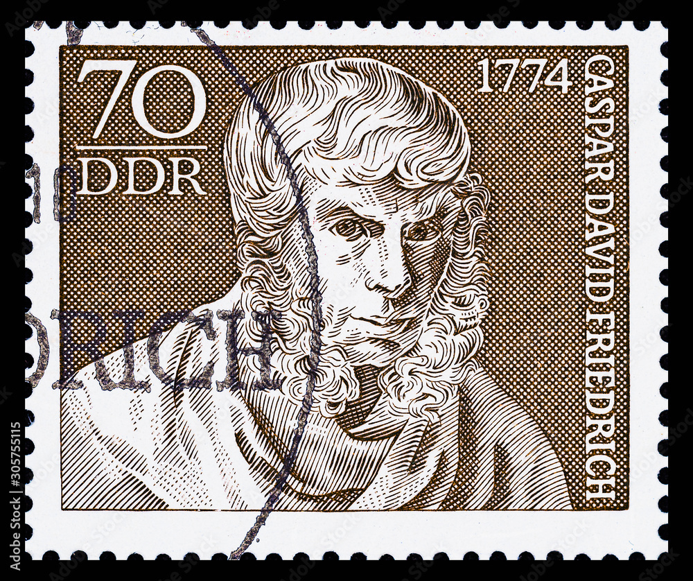 Germany. 1974.Postage stamp shows Caspar David Friedrich Stock Photo ...