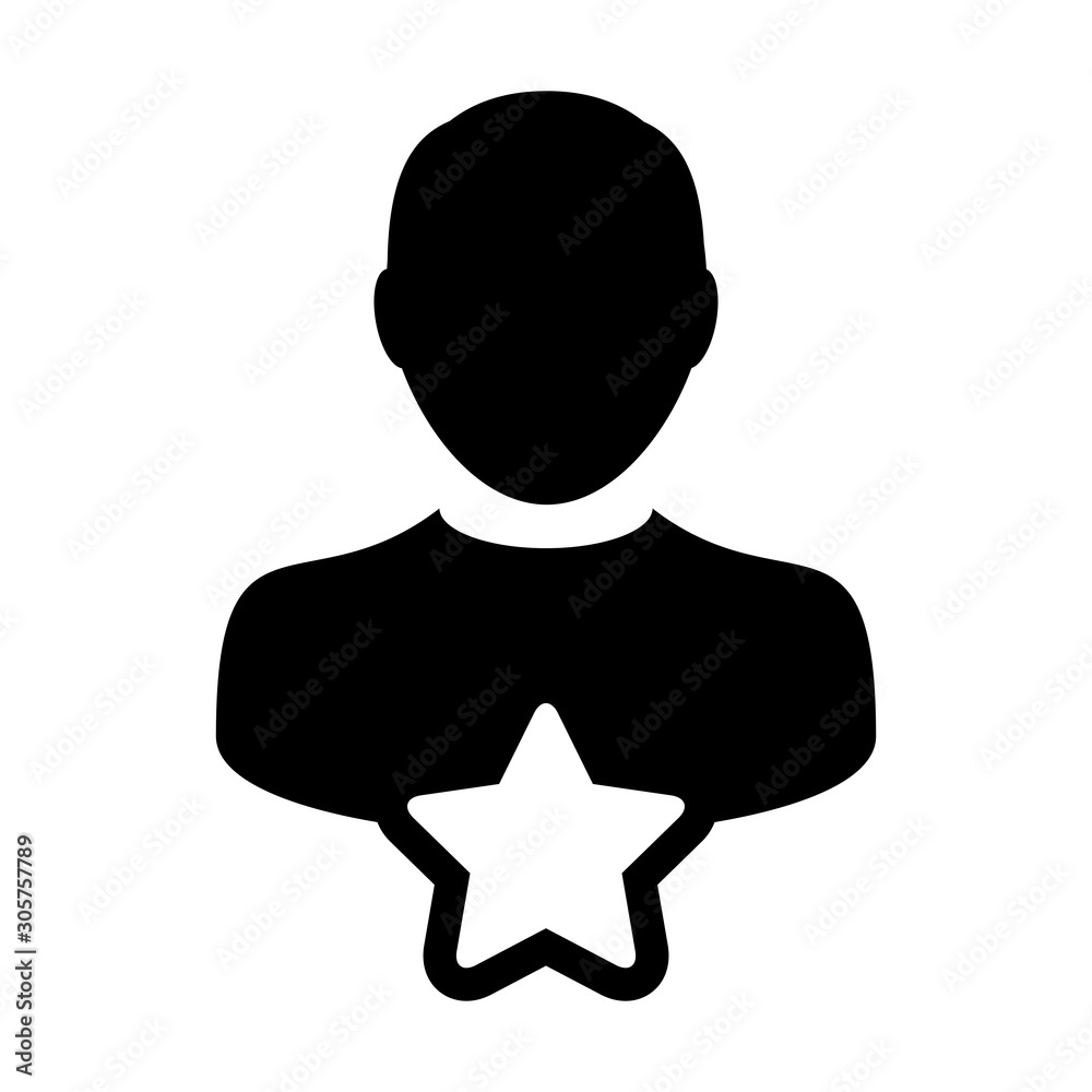 Score icon vector with star male user person profile avatar symbol for ...