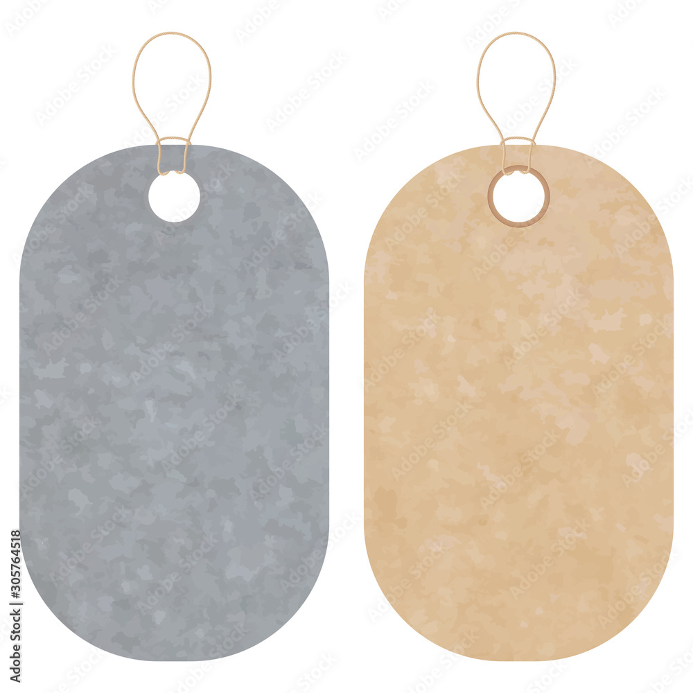 Blank gift tag labels for sale prices. Texture of realistic brown ...