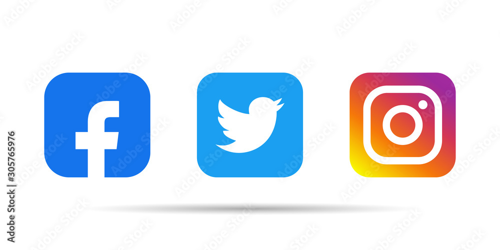 Facebook, instagram, twitter - Collection of popular social media logos ...
