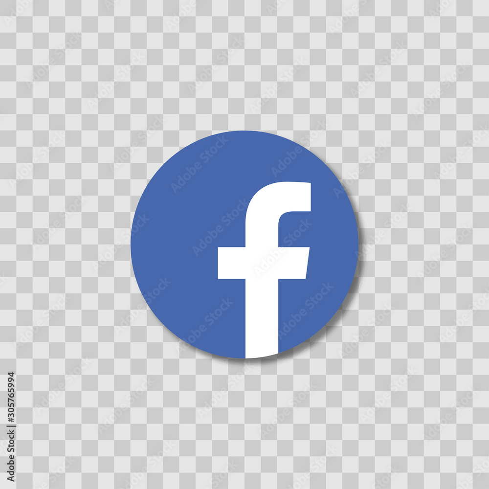 Facebook logo with shadow on a transparent background. Editorial vector ...