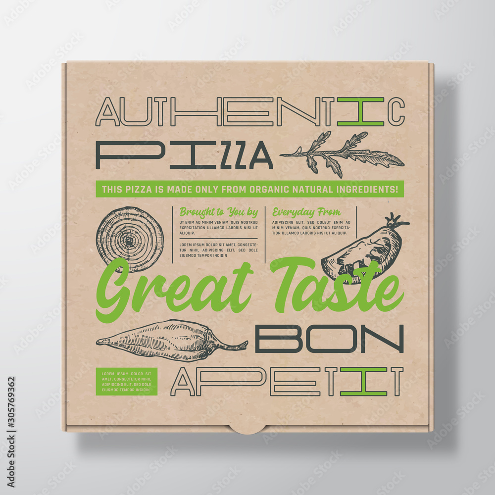 Pizza Realistic Cardboard Box Container. Abstract Vector Packaging ...