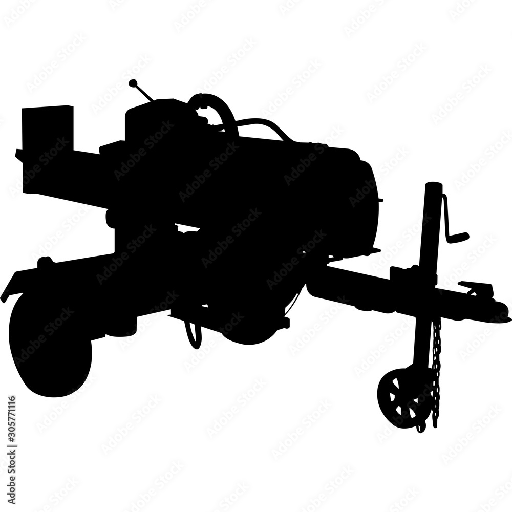 Isolated Forestry Tool Log Splitter Silhouette Vector Illustration ...
