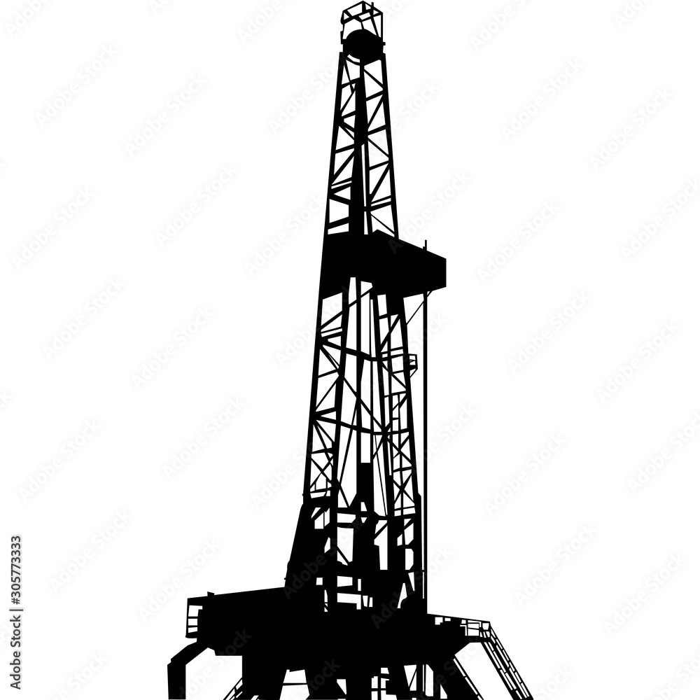 Isolated Oilfield fracking Silhouette Vector Illustration Stock Vector ...