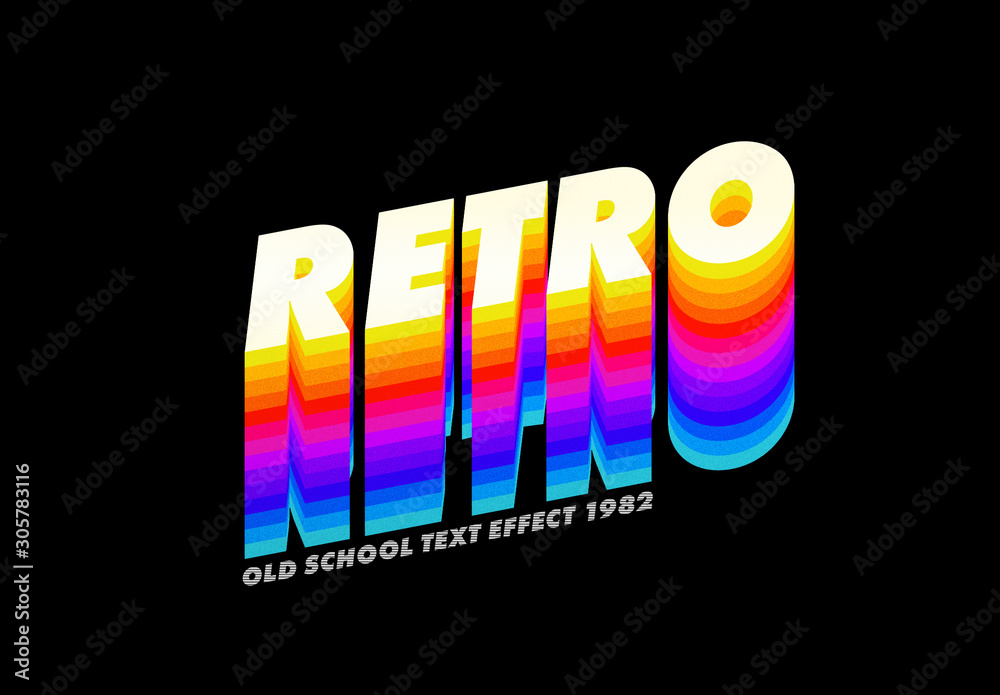 Retro 3D Rainbow Text Effect Stock Template | Adobe Stock Retro 3D Rainbow Text Effect Stock Template | Adobe Stock