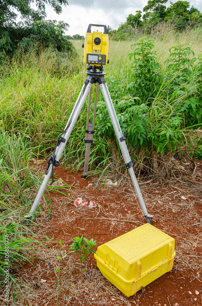 Theodolite On Tripod And Tool Kit Stock Photo | Adobe Stock