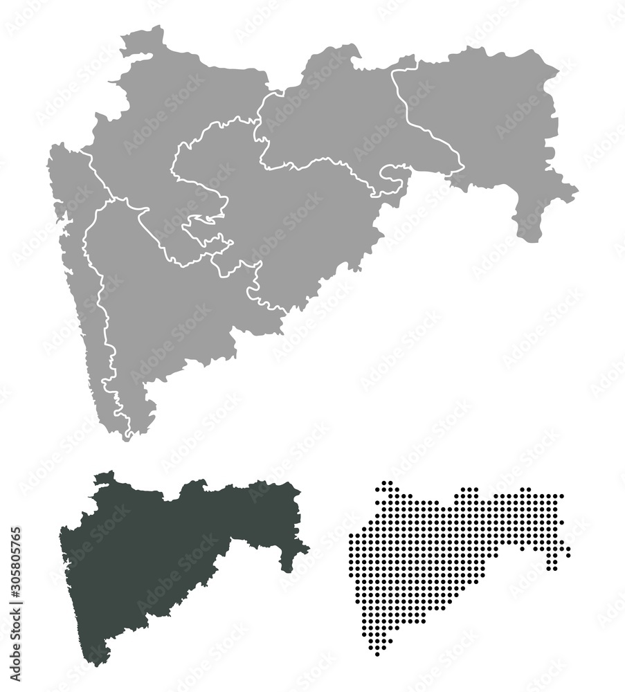 Outline map of maharashtra districts Stock Vector | Adobe Stock