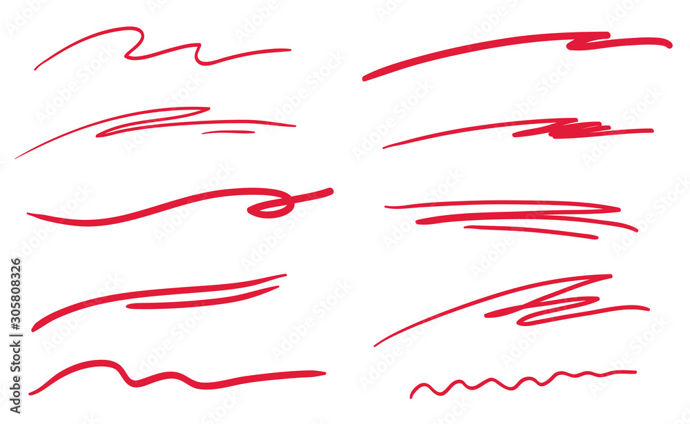 Hand drawn underlines on white. Wavy lines. Colorful illustration ...