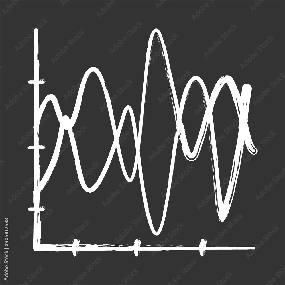 Stream graph chalk icon. Seismic chart. Amplitudes and motion waves ...