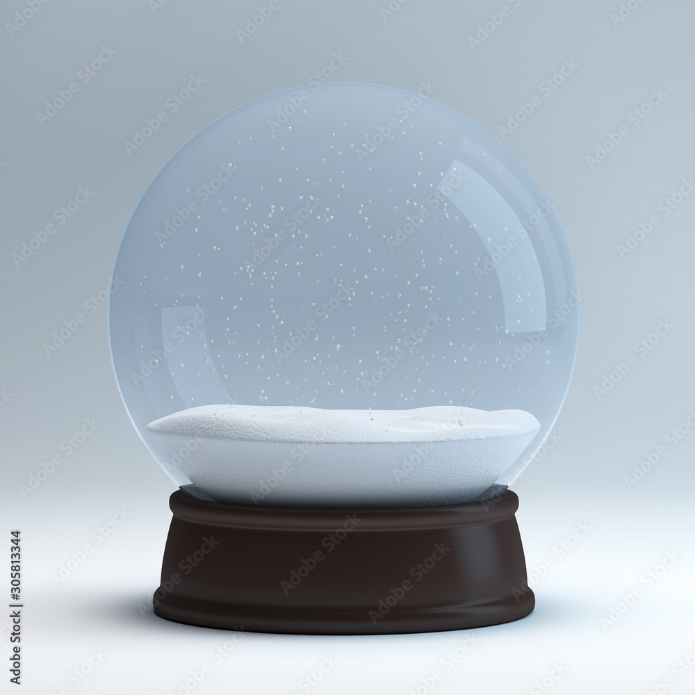 Snow globe on a light background. 3D illustration Stock Illustration ...