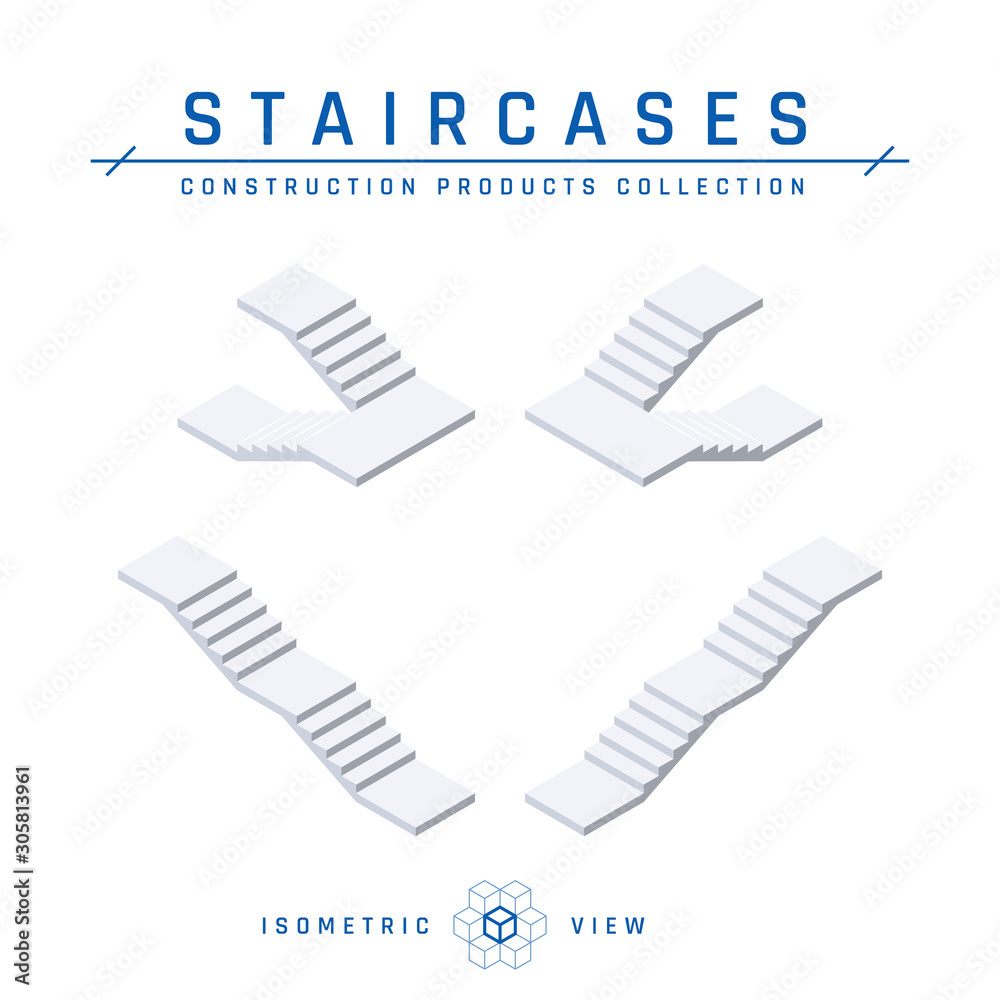 Staircases, top view, vector in isometric style Stock Vector | Adobe Stock