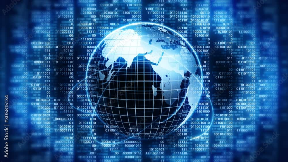 Planet earth with background of binary digits. Binary numbers around ...