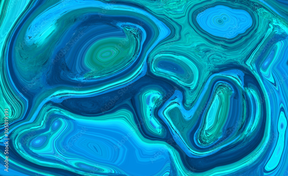 Vivid bright neon blue abstract liquid paint textured background with ...