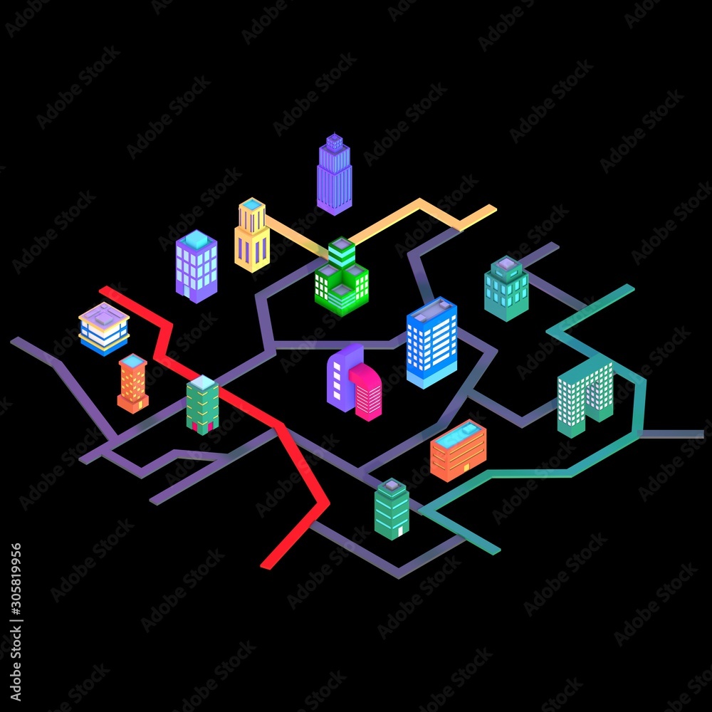 red mapa edificios Stock Illustration | Adobe Stock
