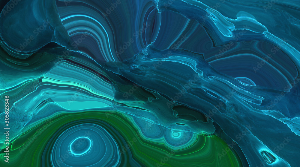 Vivid neon blue abstract liquid paint textured background with ...