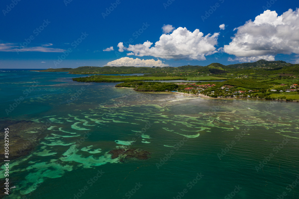 Vue aérienne de la Pointe Faula, au Vauclin, en Martinique Stock Photo ...
