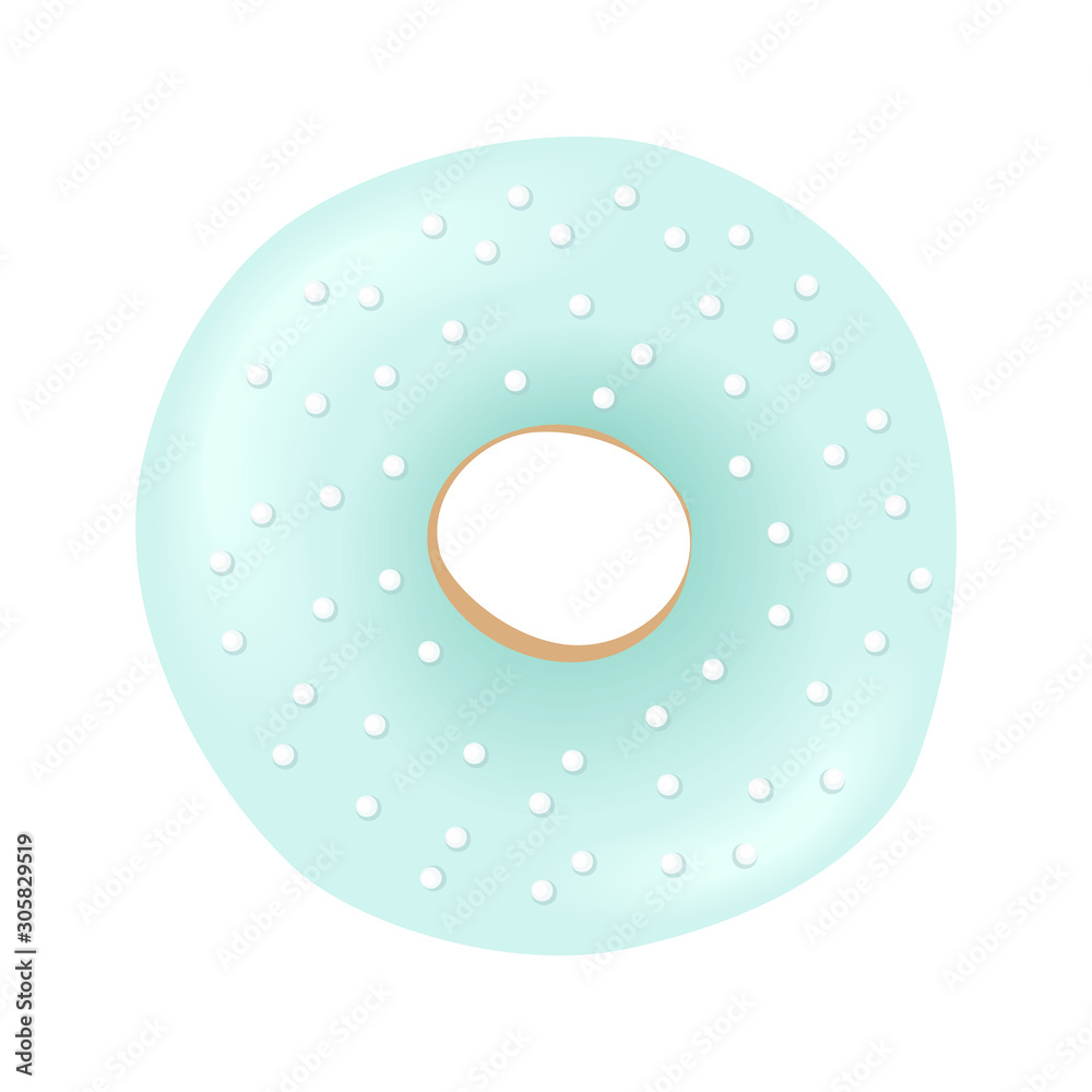 One sweet blue donut with dotted icing and sprinkles isolated on white ...