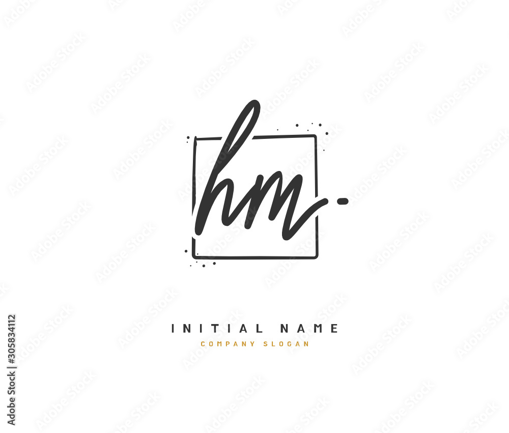 H M HM Beauty vector initial logo, handwriting logo of initial ...