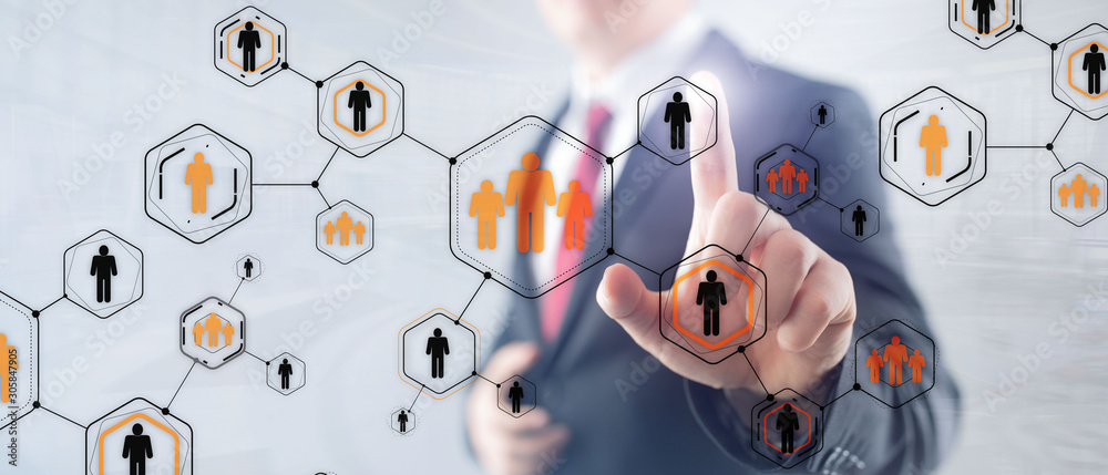 People icons Social network. Orange and black people icons. Stock Photo ...