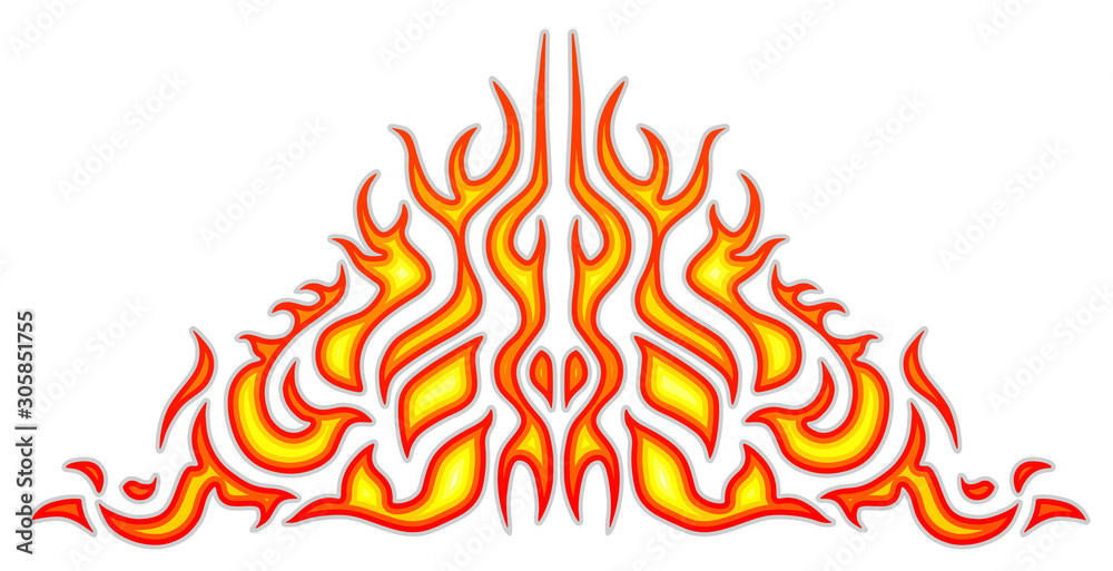 Vehicle sticker - burning flame, car and bike color vinyl decals ...
