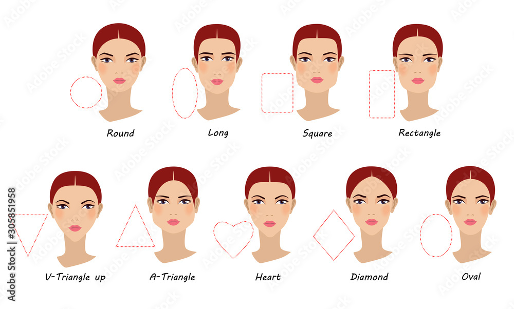 Female face shapes. Girl faces diversity. Vector illustration Stock ...
