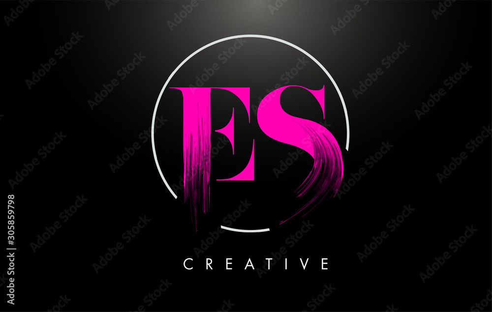 Pink ES Brush Stroke Letter Logo Design. Pink Paint Logo Leters Icon ...