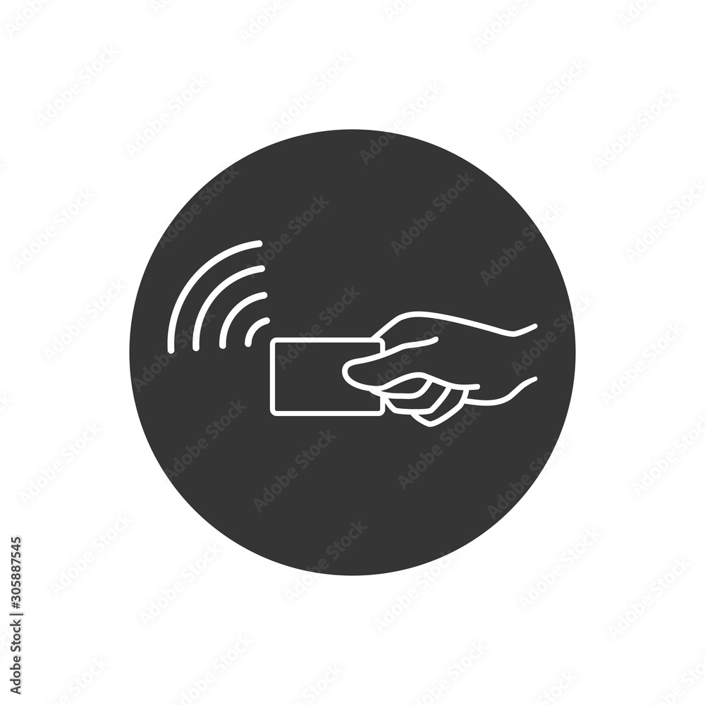 Contactless payment, credit card and hand tap pay wave logo. Vector ...