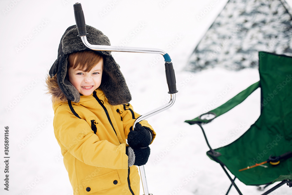 Child catch a fish. Little boy on a wither fishing. Stock Photo | Adobe ...