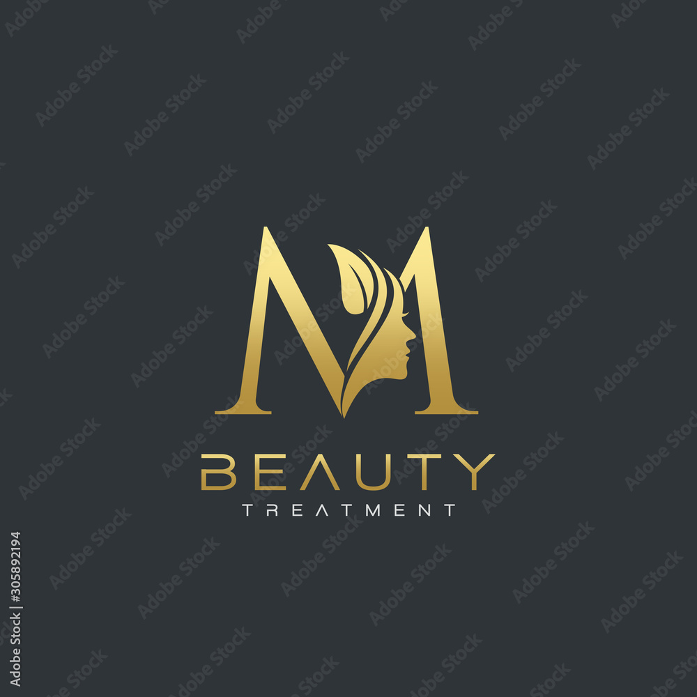 M Letter Luxury Beauty Face Logo Design Vector Stock Vector | Adobe Stock