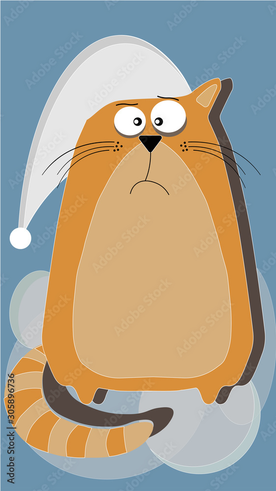 cartoon cat and insomnia Stock Illustration | Adobe Stock