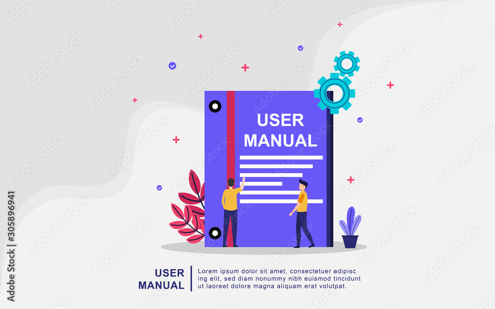 user manual book concept with people. guide, operating instructions ...