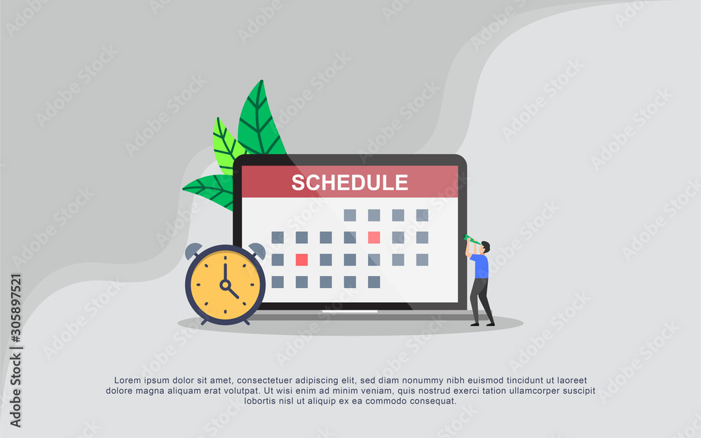 Online schedule illustration concept with people character for web ...