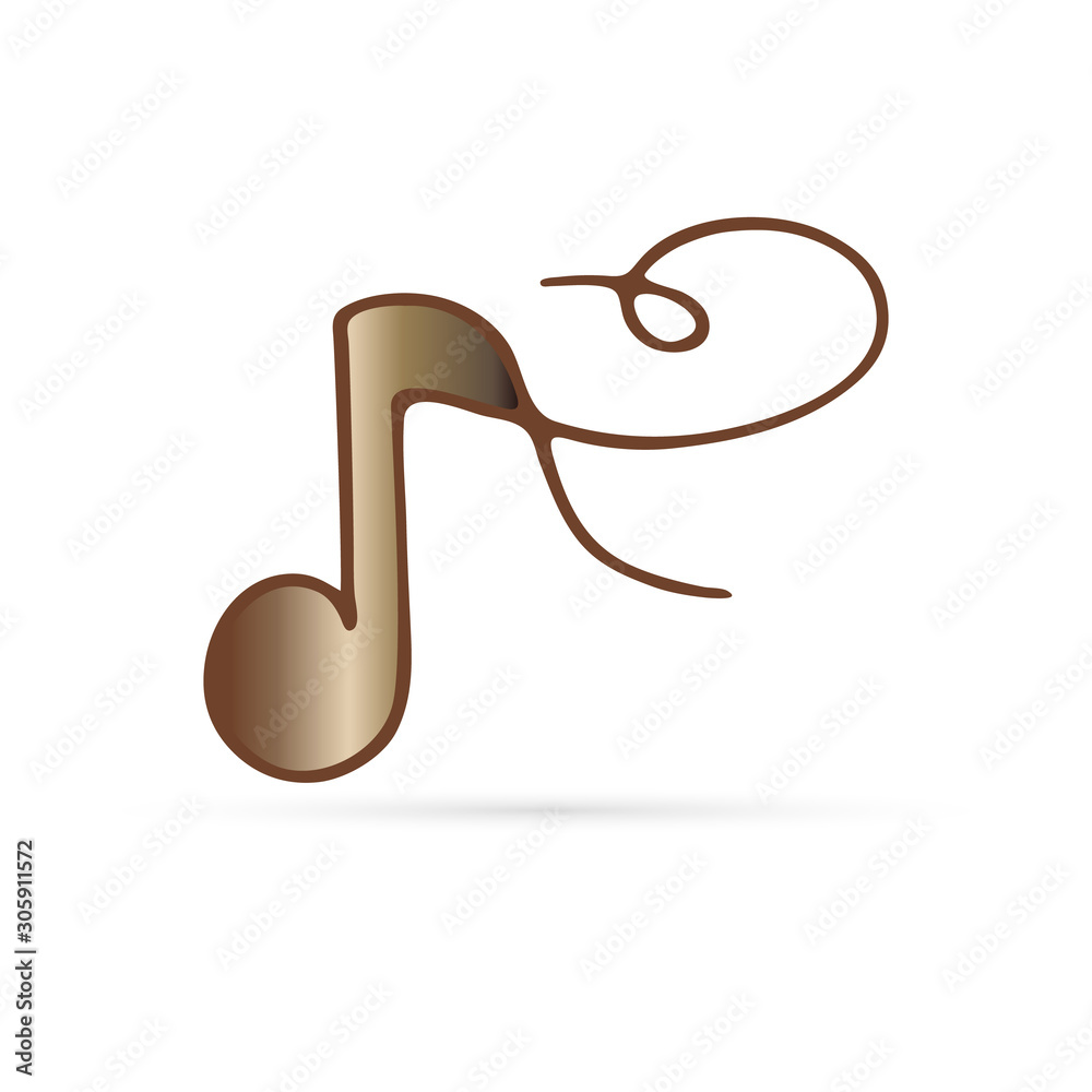 Line art music note icon. Golden doodle musical signs. Signature note ...