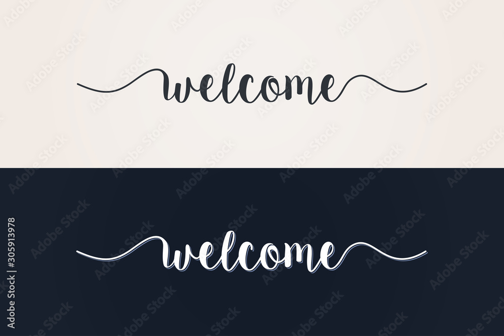 Welcome text lettering hand drawn calligraphy with different colors ...