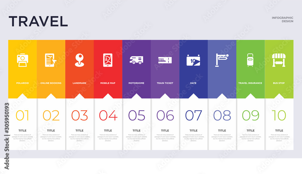Vektorová grafika „10 travel concept set included bus stop, travel ...