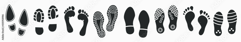 Human footprint big set isolated on white. Vector illustration Stock ...