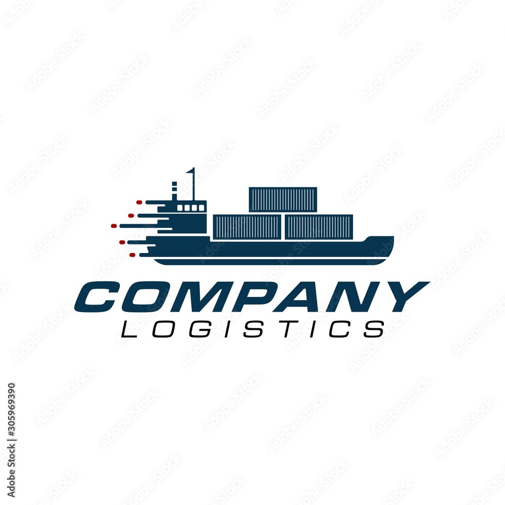 simple logistic and cargo ship vector logo Stock Vector | Adobe Stock