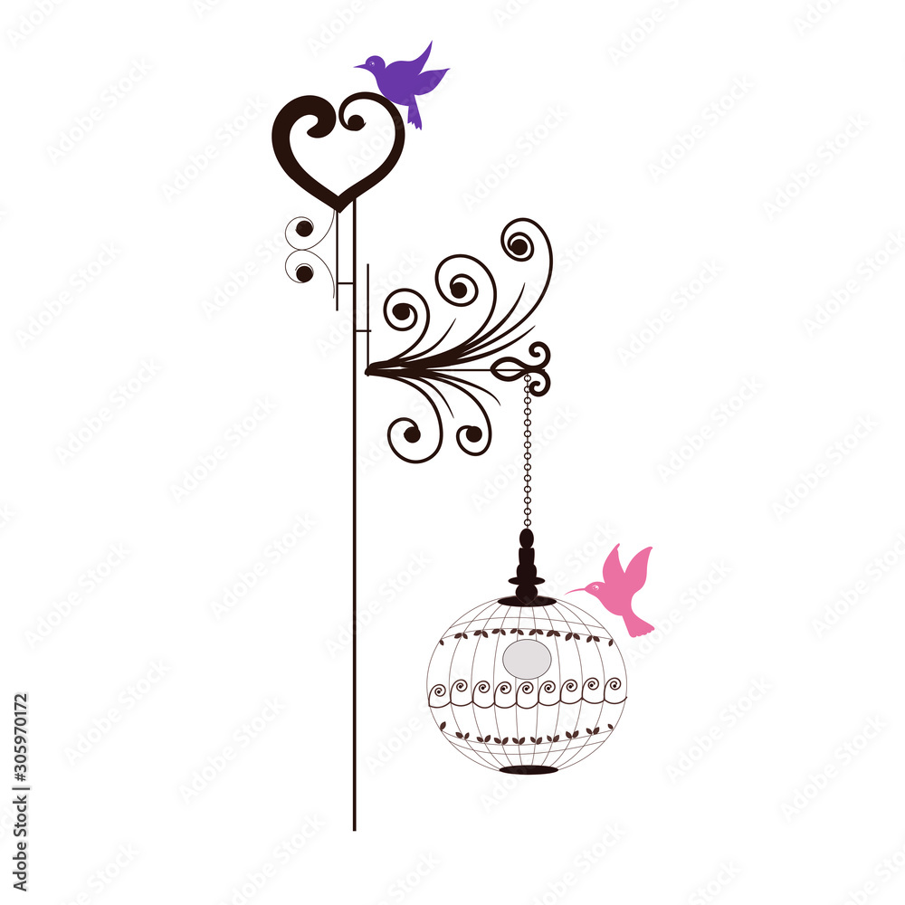 Love Birds Cage Clip Art