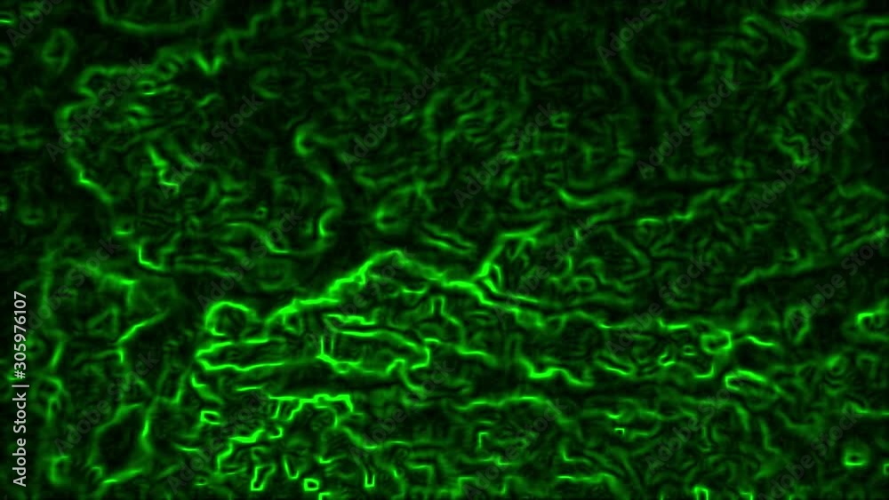 Leak of a poisonous radioactive liquid substance emitting a green neon ...