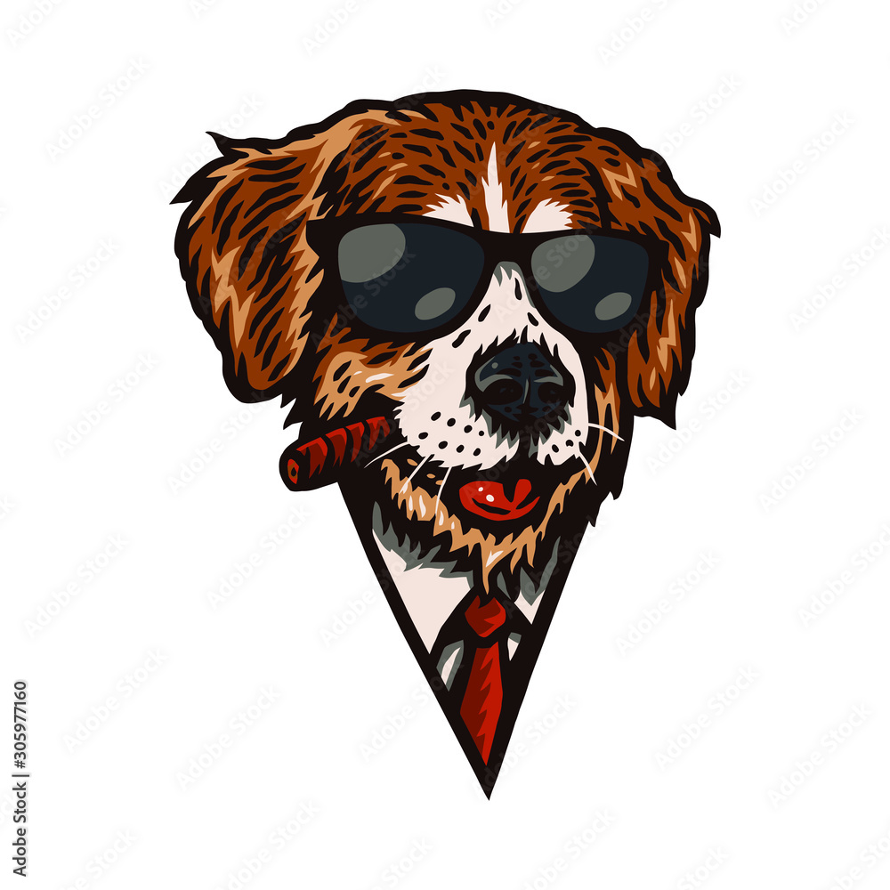 Vetor de Dogs smoke illustrations using a hand drawing style continued ...