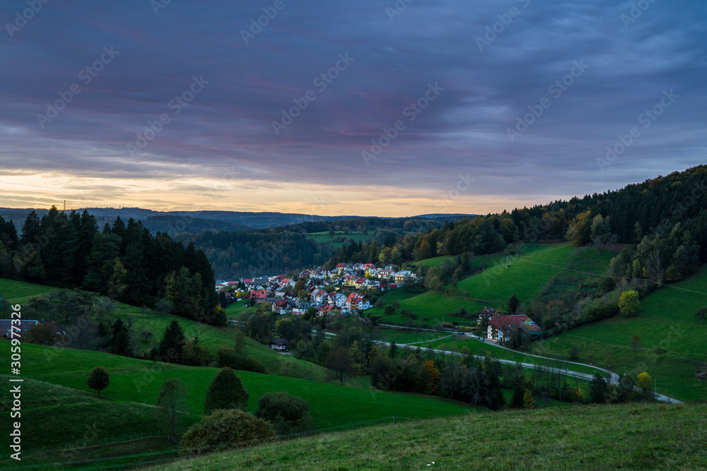 Germany, Idyllic black forest village elzach houses and streets in ...