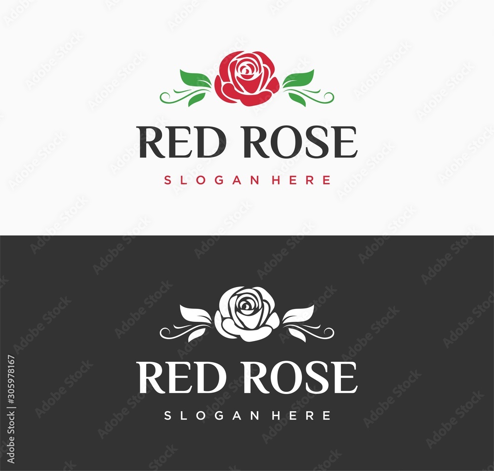 Red rose logo template Vector illustration Stock Vector | Adobe Stock