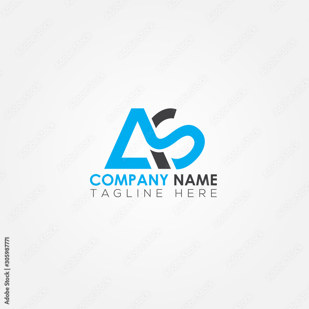 Initial letter AS simple logo Vector template. Simple AS Letter logo ...