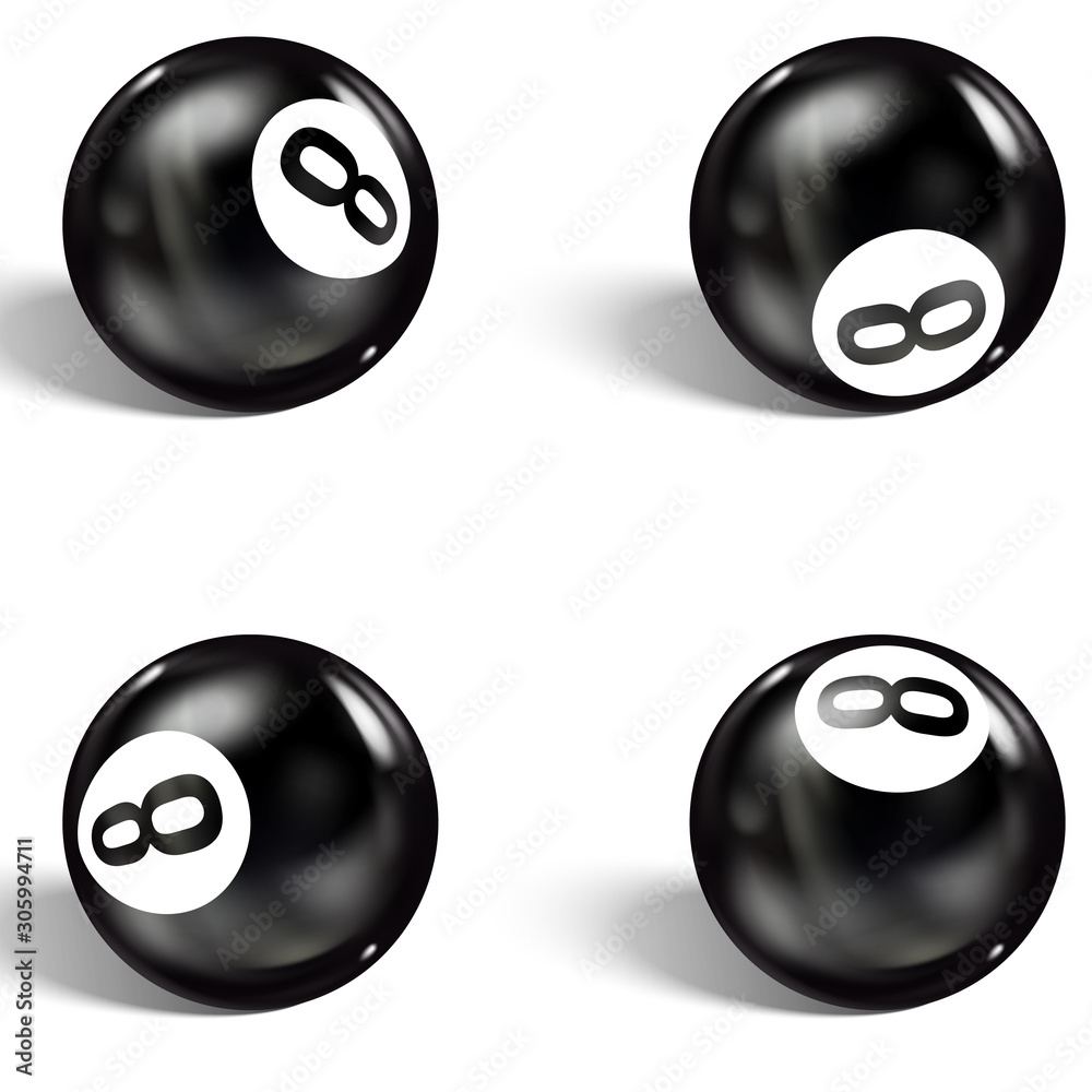 Set of realistic 8 ball. Isolated on a white background Stock Vector ...