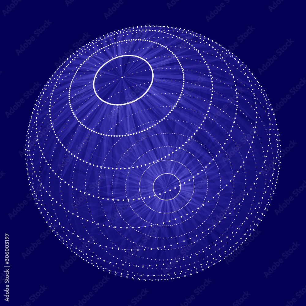Abstract 3d futuristic sphere with connecting dots. Wireframe ...