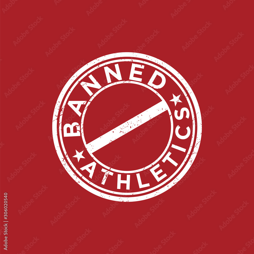 Banned / banned athletic emblem logo in red. Modern, Flat style logo ...